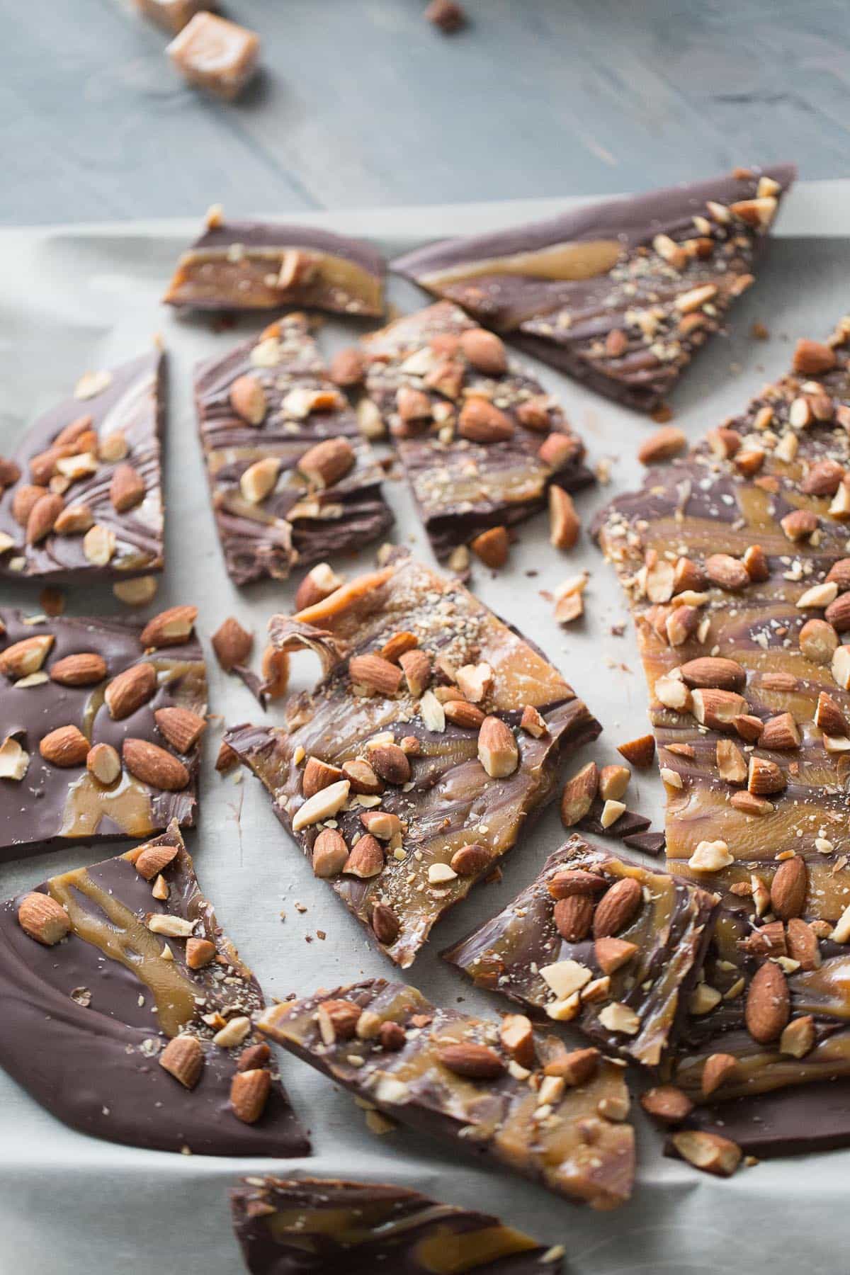 Caramel Almond Dark Chocolate Bark Recipe LemonsforLulu