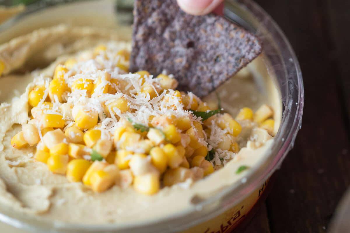 Mexican Street Corn Salsa Hummus - LemonsforLulu.com