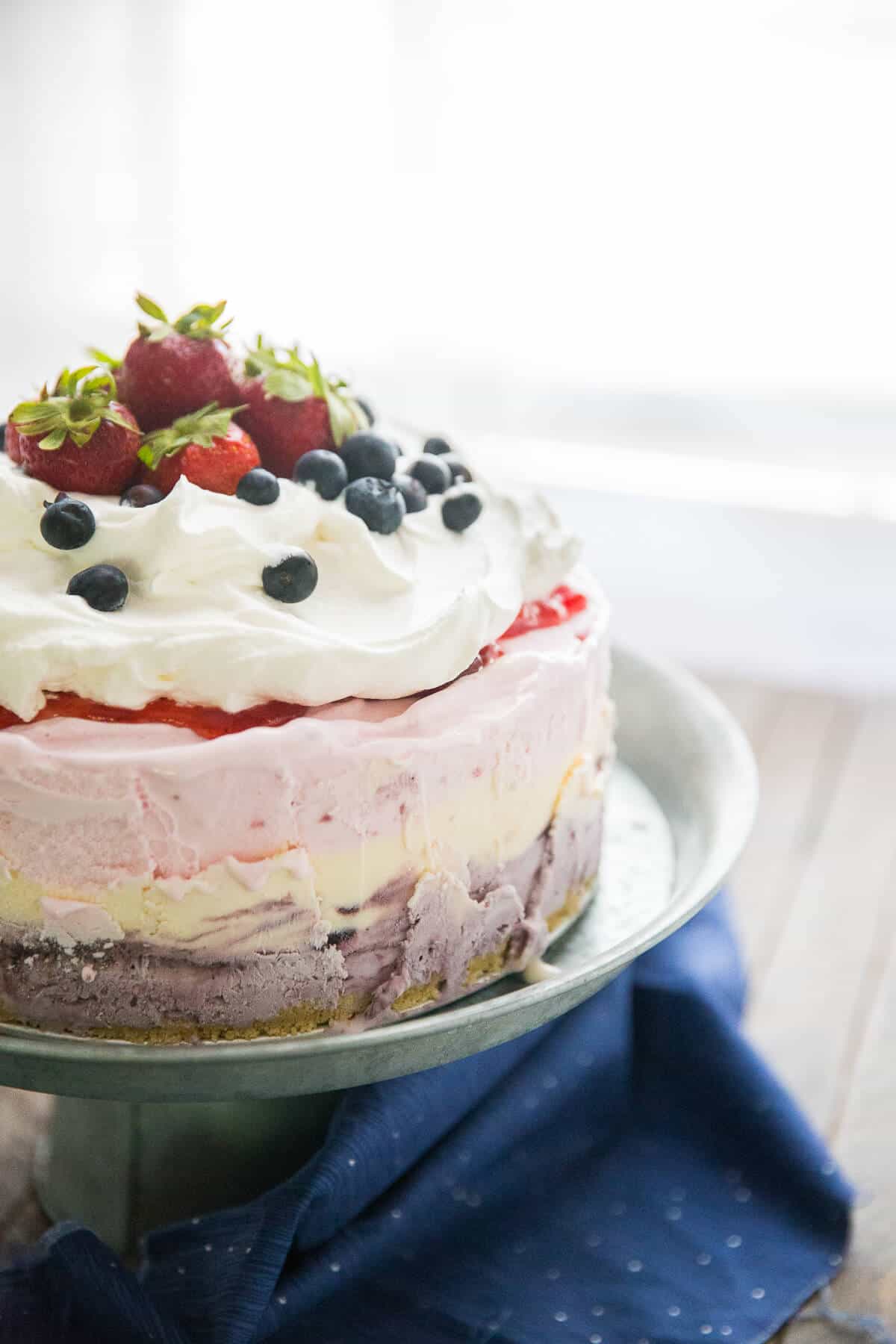 Red, White and Blue Ice Cream Cake | LemonsforLulu.com