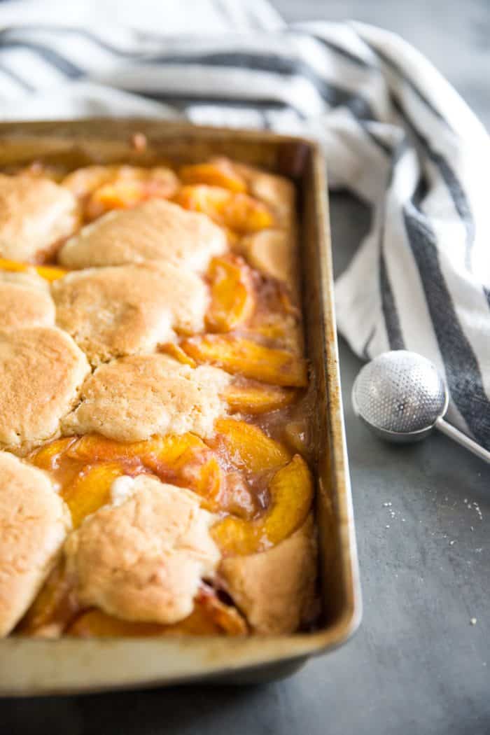 Easy Peach Cobbler Bars - Lemons for Lulu